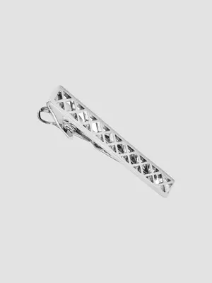 LINK UP Brass Laser-cut Tie Bar - Silver