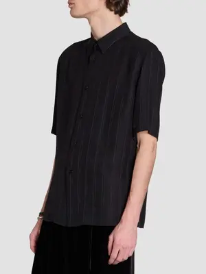 Saint Laurent Shirt In Matte And Shiny Cassandre Striped Silk