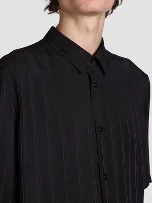 Saint Laurent Shirt In Matte And Shiny Cassandre Striped Silk