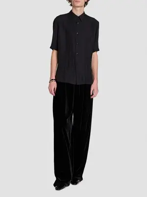 Saint Laurent Shirt In Matte And Shiny Cassandre Striped Silk