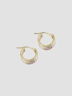 ORADINA 14k Unity Mini Hoops - Multicolor