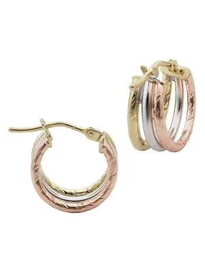ORADINA 14k Yellow Gold Unity Mini Hoops Yellow Gold