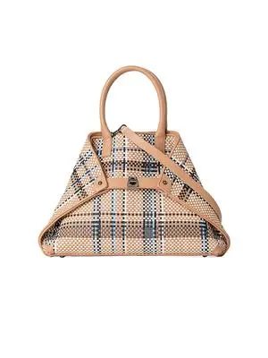Akris Small Ai Braided Leather Top Handle Bag Camel