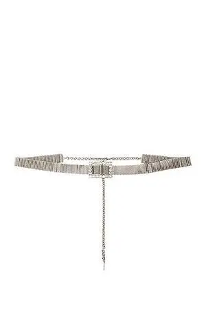 Alessandra Rich Crystal Belt In Metallic Silver