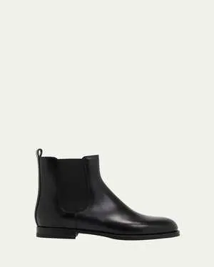 Manolo Blahnik Chelsa Leather Chelsea Booties