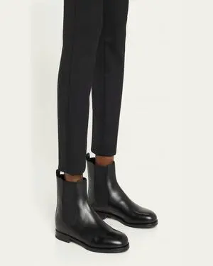 Manolo Blahnik Chelsa Leather Chelsea Booties