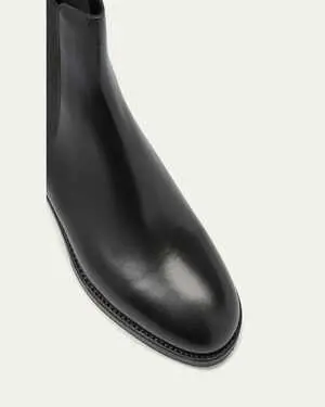 Manolo Blahnik Chelsa Leather Chelsea Booties