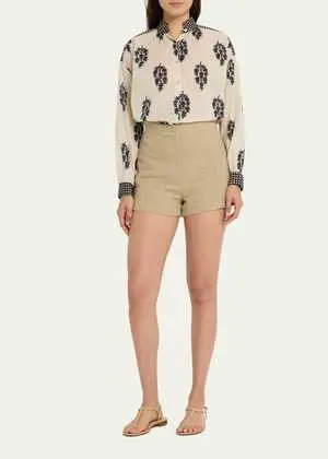 Alix Of Bohemia Kiki Dahlia Printed Button-Front Shirt - White
