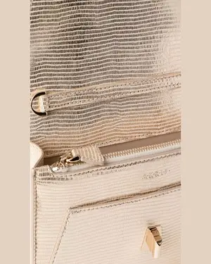 Akris Anouk Metallic Lizard-embossed Crossbody Bag - Stucco Metallic