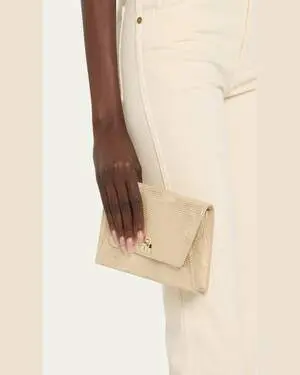 Akris Anouk Metallic Lizard-embossed Crossbody Bag - Stucco Metallic
