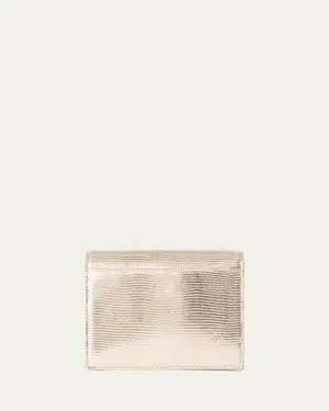 Akris Anouk Metallic Lizard-embossed Crossbody Bag - Stucco Metallic