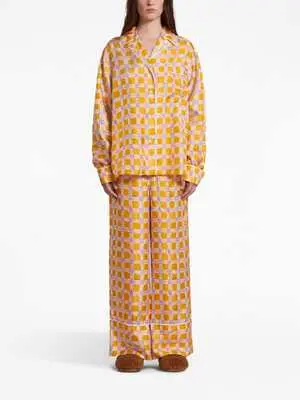 Marni Silk Check Print Pajama Trousers