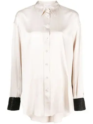 Brunello Cucinelli Long-sleeve Silk Blouse