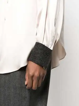 Brunello Cucinelli Long-sleeve Silk Blouse