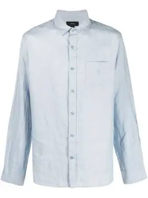 Vince Long-sleeve Linen Shirt - Blue