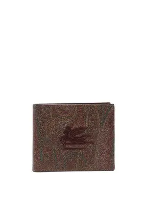 Etro Logo-embroidered Leather Wallet - Red