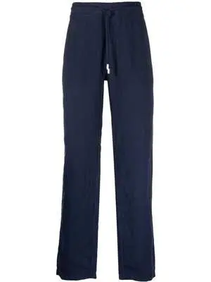 Vilebrequin Drawstring Straight-leg Linen Trousers - Blue