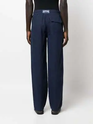 Vilebrequin Drawstring Straight-leg Linen Trousers - Blue