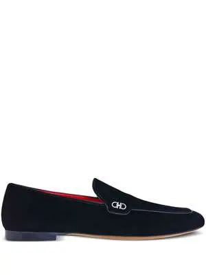 FERRAGAMO Horsebit-detail Velvet Loafers - Black