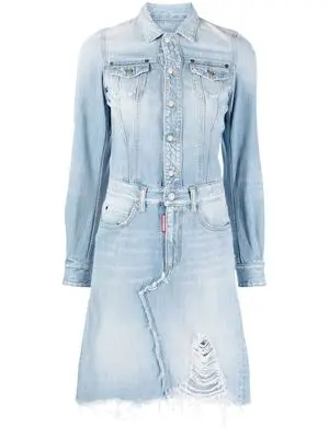 Dsquared2 Distressed Denim Shirtdress