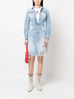 Dsquared2 Distressed Denim Shirtdress