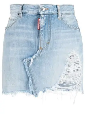 Dsquared2 Distressed Denim Miniskirt - Blue