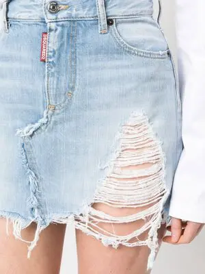 Dsquared2 Distressed Denim Miniskirt