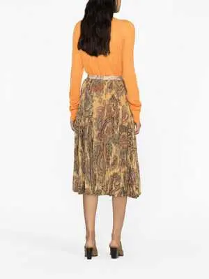 Etro Paisley-print Pleated Midi Skirt - Neutrals