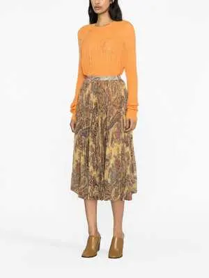 Etro Paisley-print Pleated Midi Skirt - Neutrals