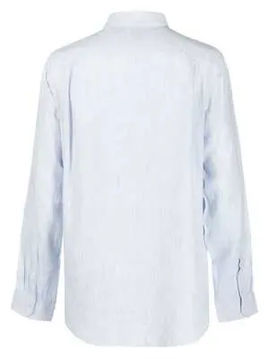 Vince Striped Button-up Linen Shirt - Blue
