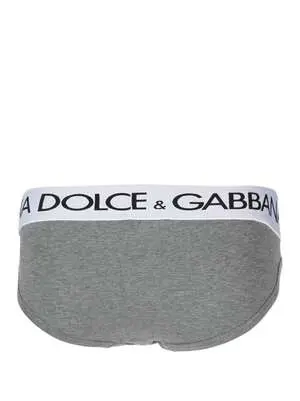Dolce & Gabbana Logo-waistband Stretch Briefs - Grey