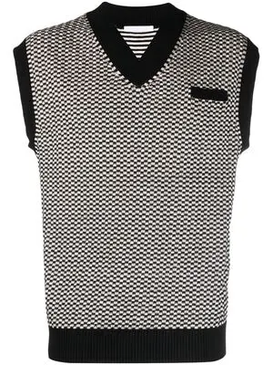 Helmut Lang Checked V-neck Sweater Vest