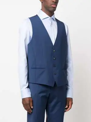BOSS Single-breasted Buttoned Waistcoat - Blue