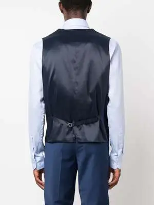 BOSS Single-breasted Buttoned Waistcoat - Blue