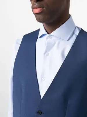 BOSS Single-breasted Buttoned Waistcoat - Blue