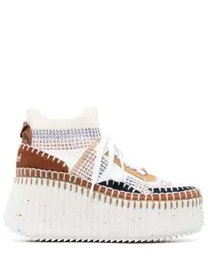 Chloé Nama 80mm Platform Wedge Sneakers