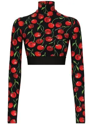 Dolce & Gabbana Cherry-print Crop Top
