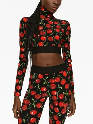 Dolce & Gabbana Cherry-print Crop Top
