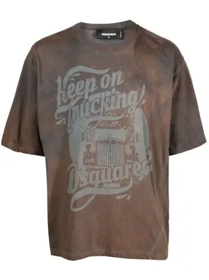 Dsquared2 Graphic-print Cotton T-shirt - Brown