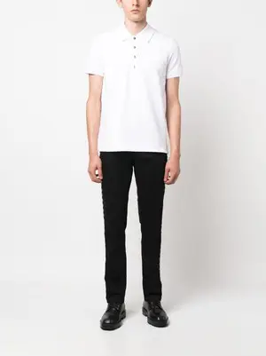 Balmain Monogram-pattern Piqué Polo Shirt - White