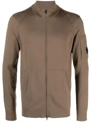 C.P. COMPANY Lens-detail Zipped Cardigan - Brown