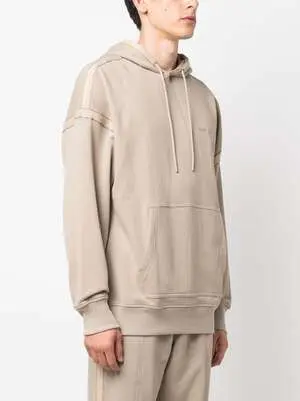 Helmut Lang Embroidered Cotton Hoodie - Neutrals