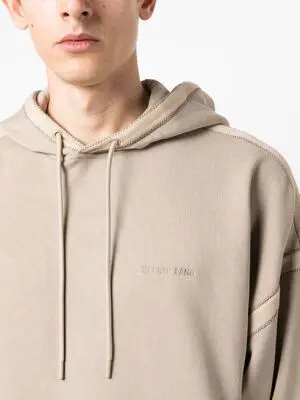 Helmut Lang Embroidered Cotton Hoodie - Neutrals