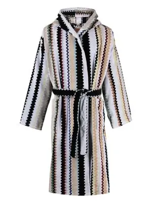 Missoni Zigzag-print Cotton Bathrobe - Grey