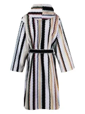 Missoni Zigzag-print Cotton Bathrobe - Grey