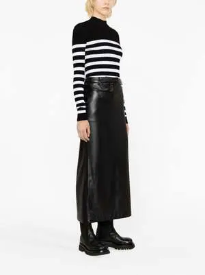 Balmain Striped Roll-neck Jumper - Black