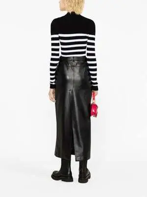 Balmain Striped Roll-neck Jumper - Black