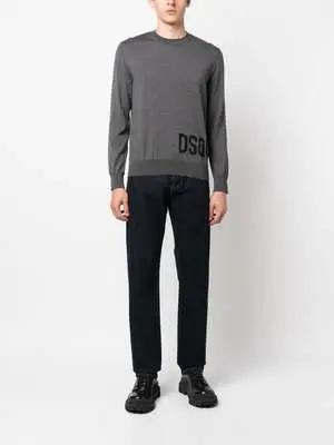 Dsquared2 Logo-intarsia Crew-neck Sweater - Grey