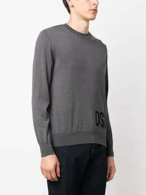 Dsquared2 Logo-intarsia Crew-neck Sweater - Grey