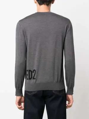 Dsquared2 Logo-intarsia Crew-neck Sweater - Grey